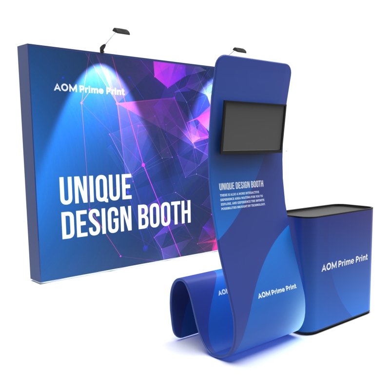 10ft Pop-Up Display Package with Snakelike Monitor Stand & Trade Show ...