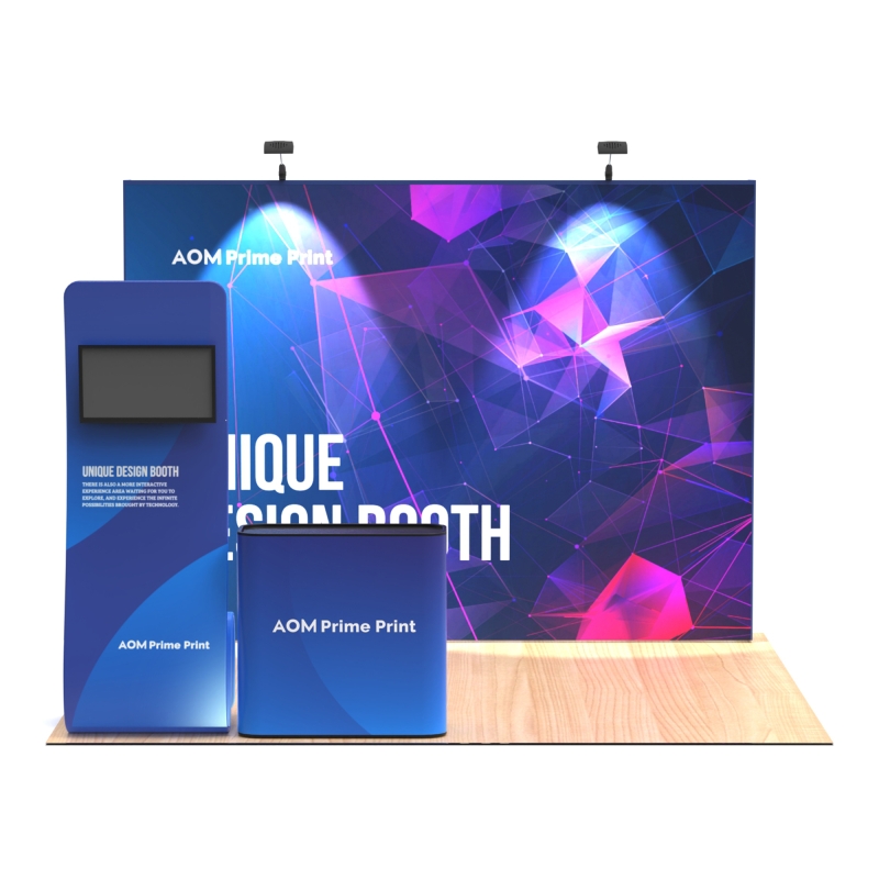 10ft Pop-Up Display Package with Snakelike Monitor Stand & Trade Show ...